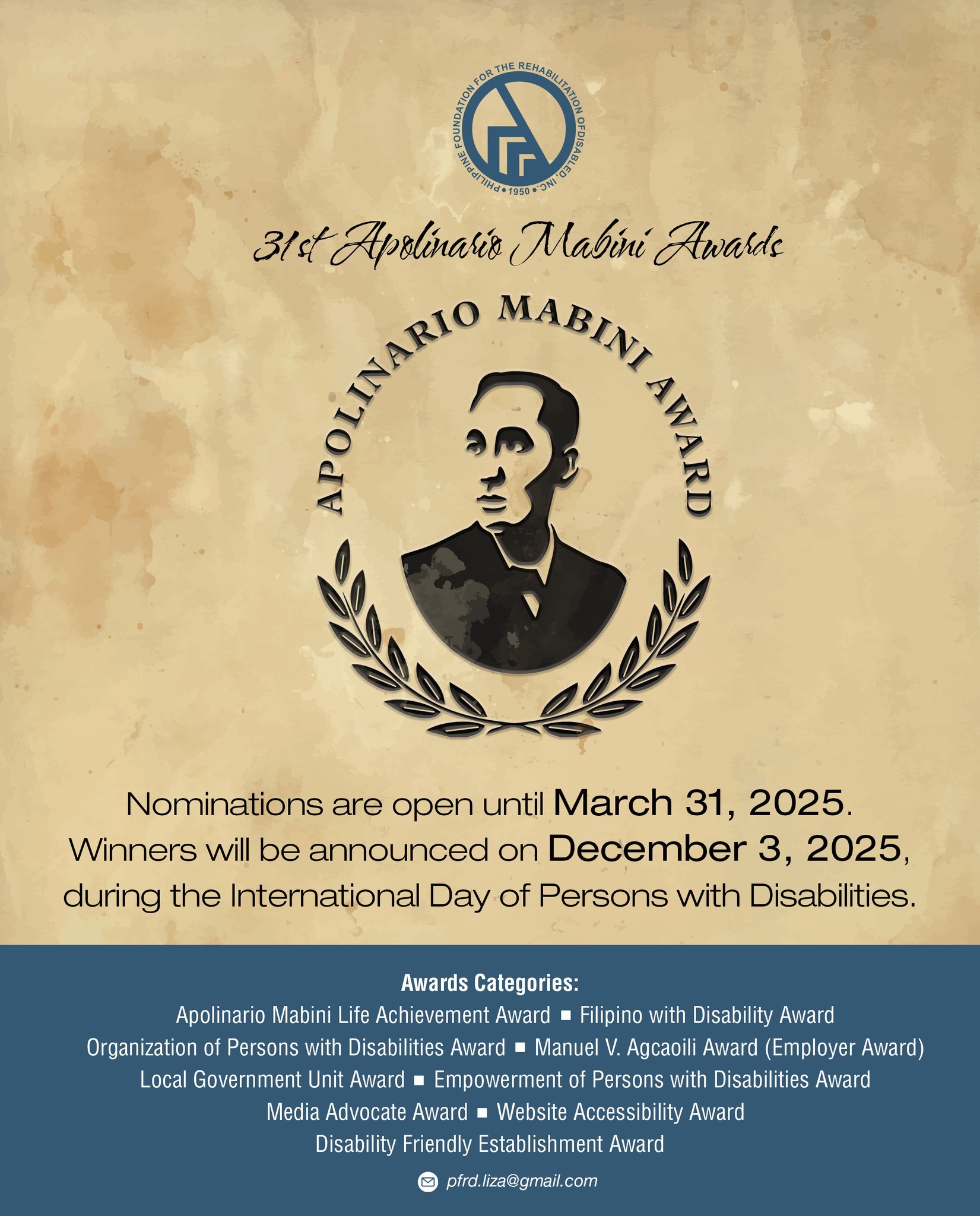 Apolinario Mabini Awards | Philippine Foundation for the Rehabilitation ...